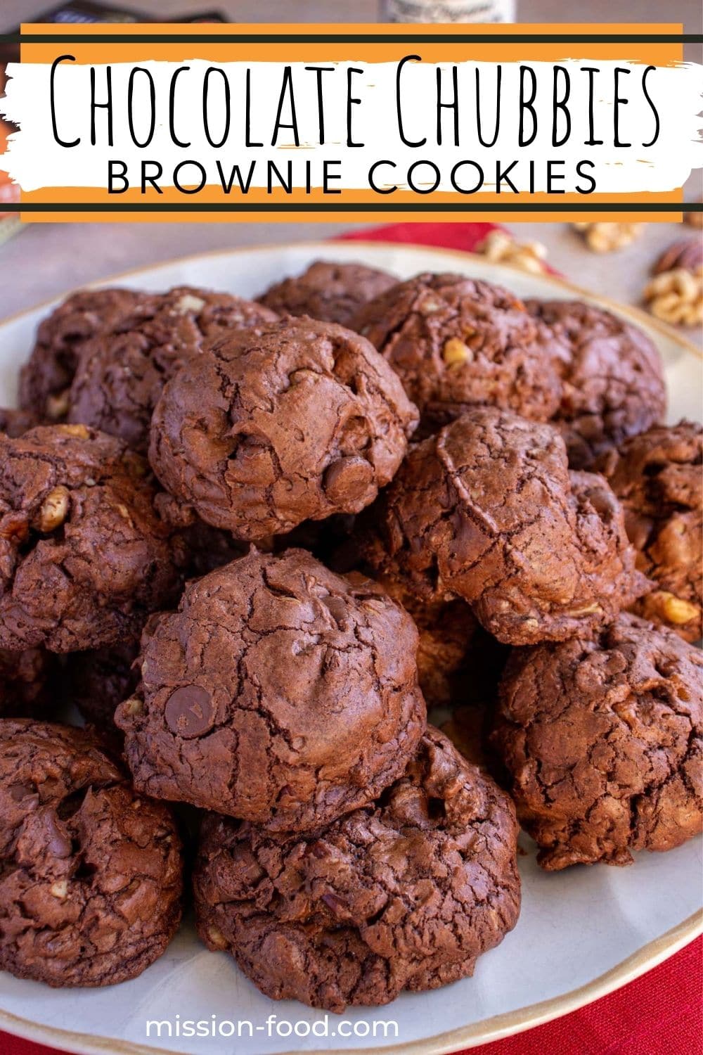 Chocolate Chubbies (Chunky Brownie Cookies) - Mission Food Adventure