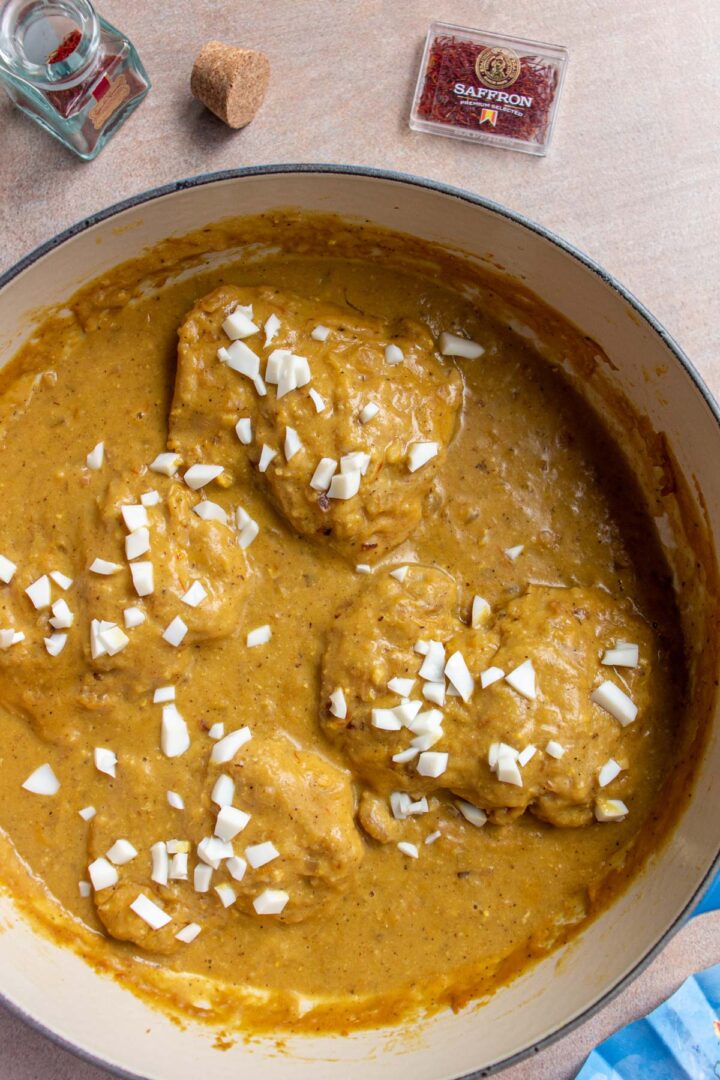Pollo en Pepitoria (Chicken Braised in Saffron, Almond, and Egg Yolk ...