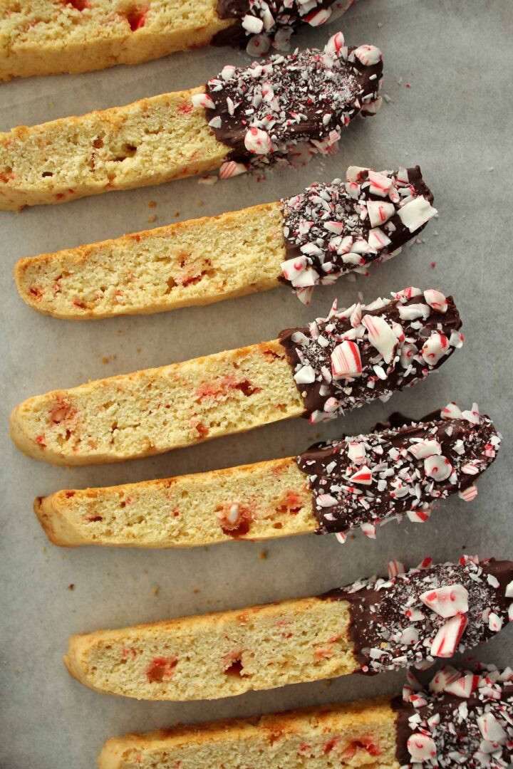 Chocolate-Dipped Peppermint Biscotti - Mission Food Adventure