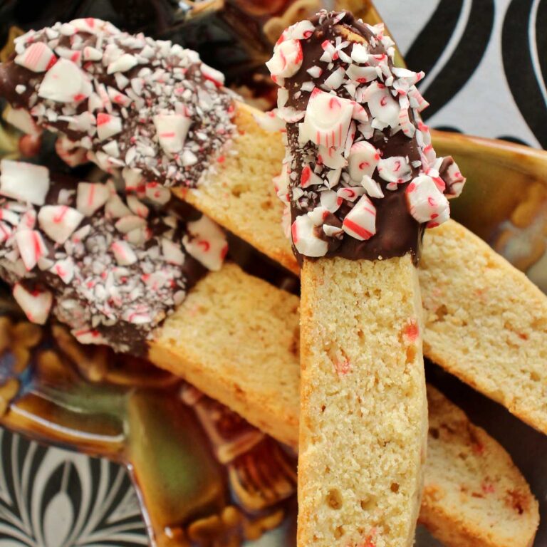 Chocolate-Dipped Peppermint Biscotti - Mission Food Adventure