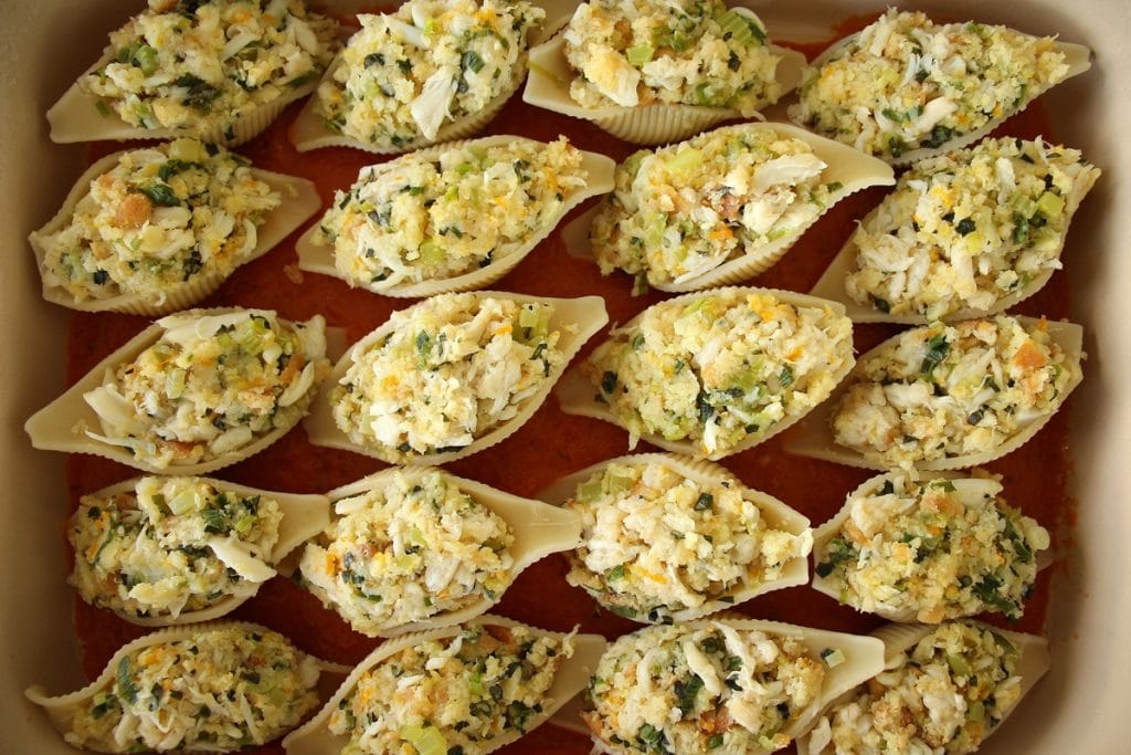 Crab Stuffed Shells with Orange-Scented Tomato Sauce - Mission Food ...