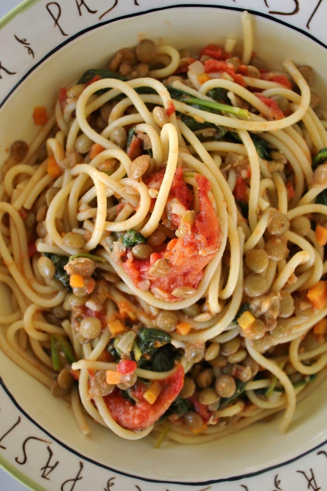 Spaghetti with Lentils, Roasted Tomatoes, and Spinach - Mission Food ...