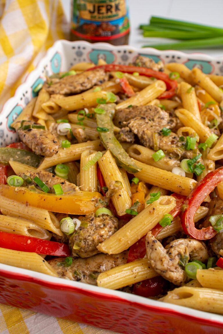 Creamy Rasta Pasta with Jerk Chicken - Mission Food Adventure