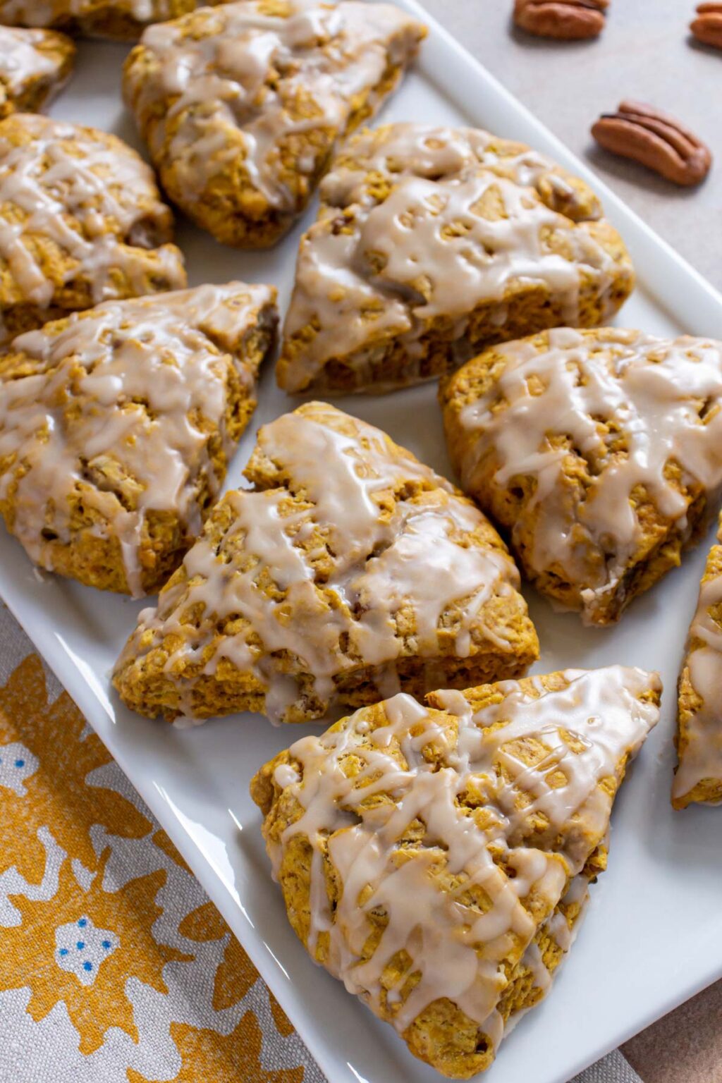 Pumpkin Pecan Scones with Maple Glaze - Mission Food Adventure