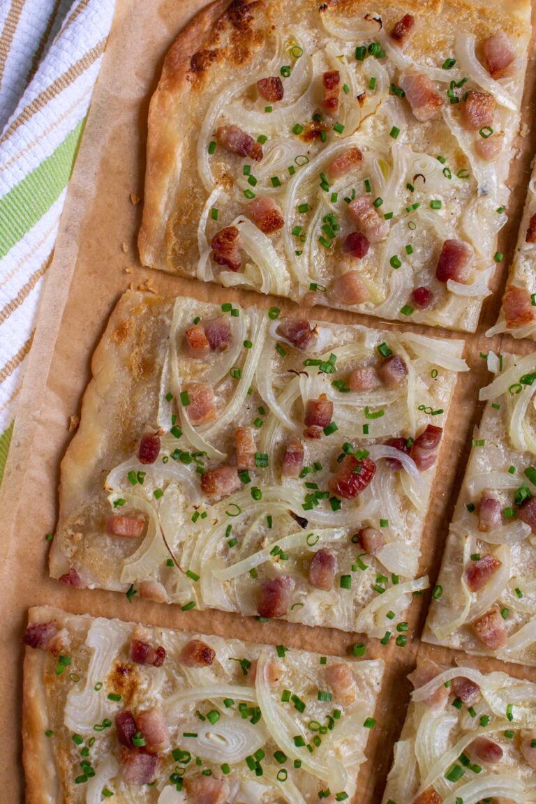 Flammkuchen / Tarte Flambée (German Pizza with Bacon and Onions ...