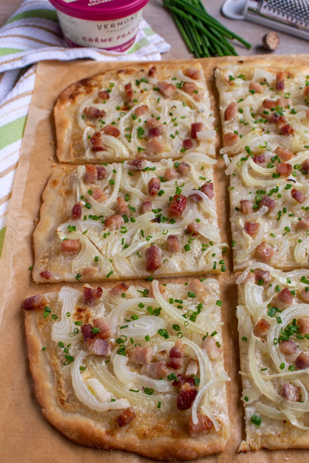 Flammkuchen / Tarte Flambée (German Pizza with Bacon and Onions ...