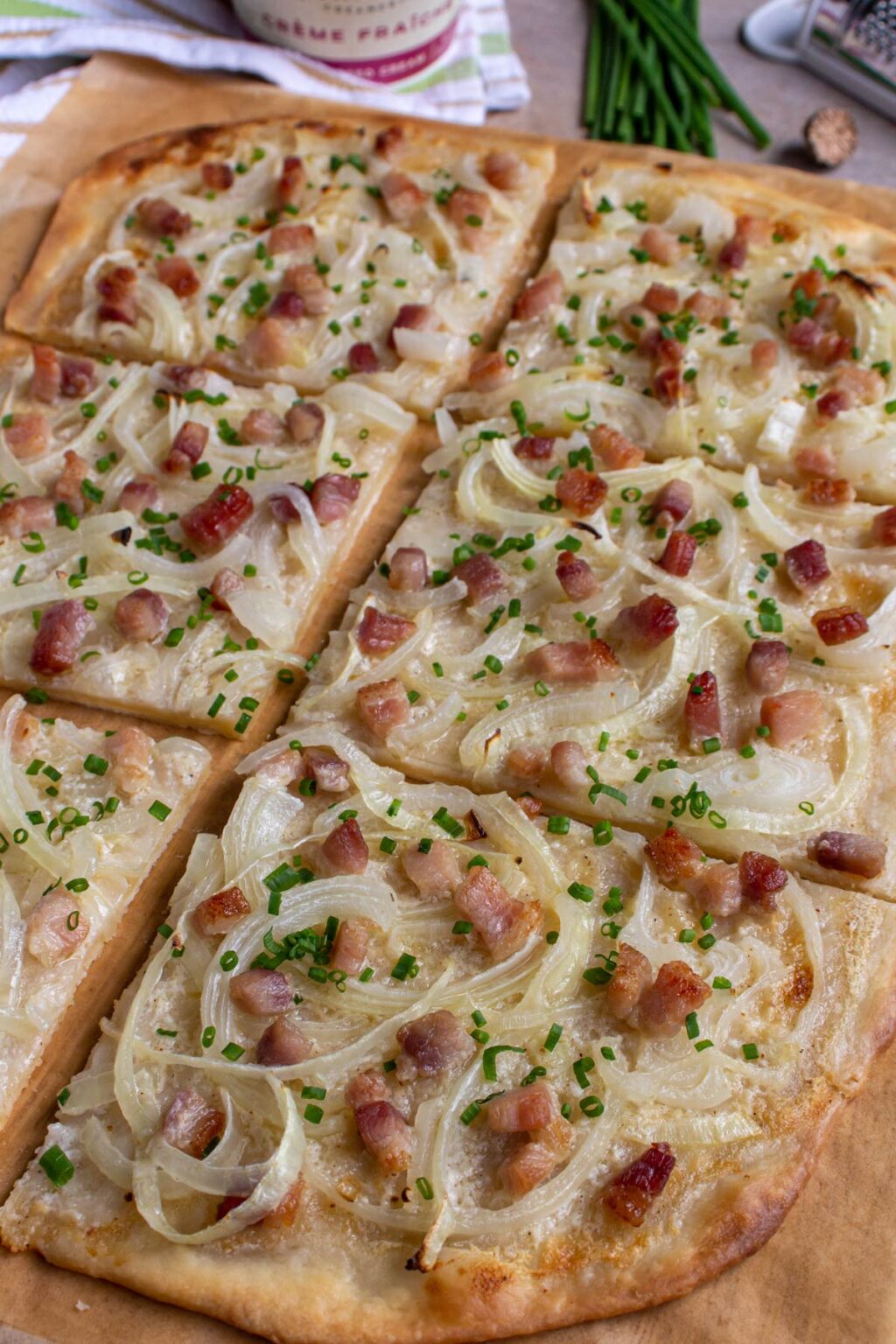 Flammkuchen / Tarte Flambée (German Pizza with Bacon and Onions ...