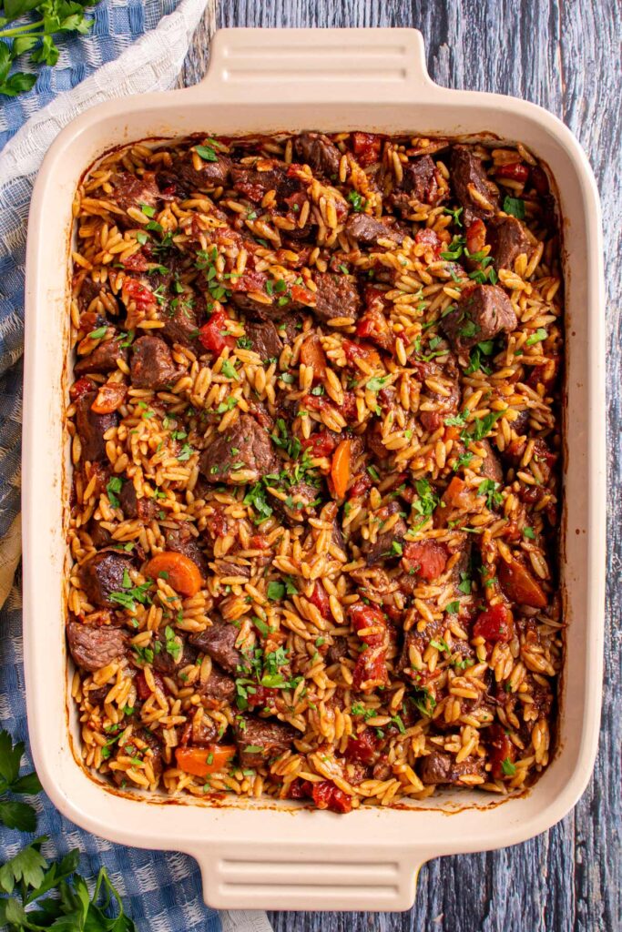 Giouvetsi / Youvetsi (Greek Beef Stew and Orzo Casserole) - Mission ...